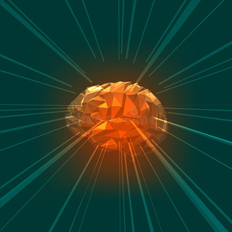 The Concept of Active Human Brain with Rays Stock Vector - Illustration ...