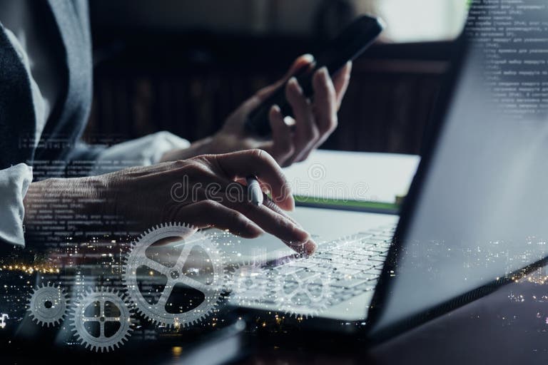 Concept of Active Work on Mobile Devices in Business Stock Photo ...