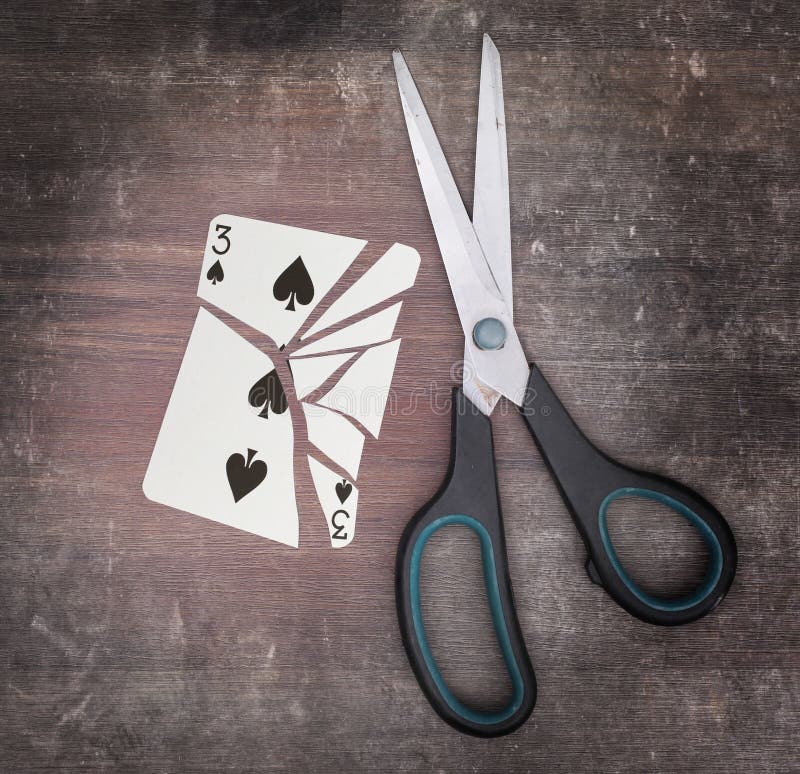Concept of Addiction, Card with Scissors Stock Photo - Image of dirty ...