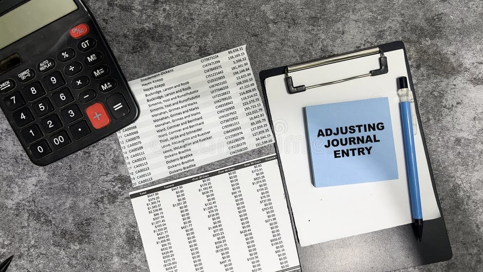 Concept of Adjusting Journal Entry Write on Sticky Notes Isolated on ...