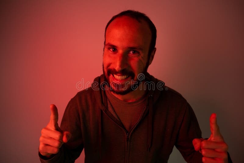 Concept Af Angry and Abusive Man with Red Light. Studio Portrait of ...