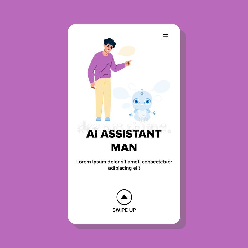 Concept Ai Assistant Man Vector Stock Vector - Illustration of flat ...