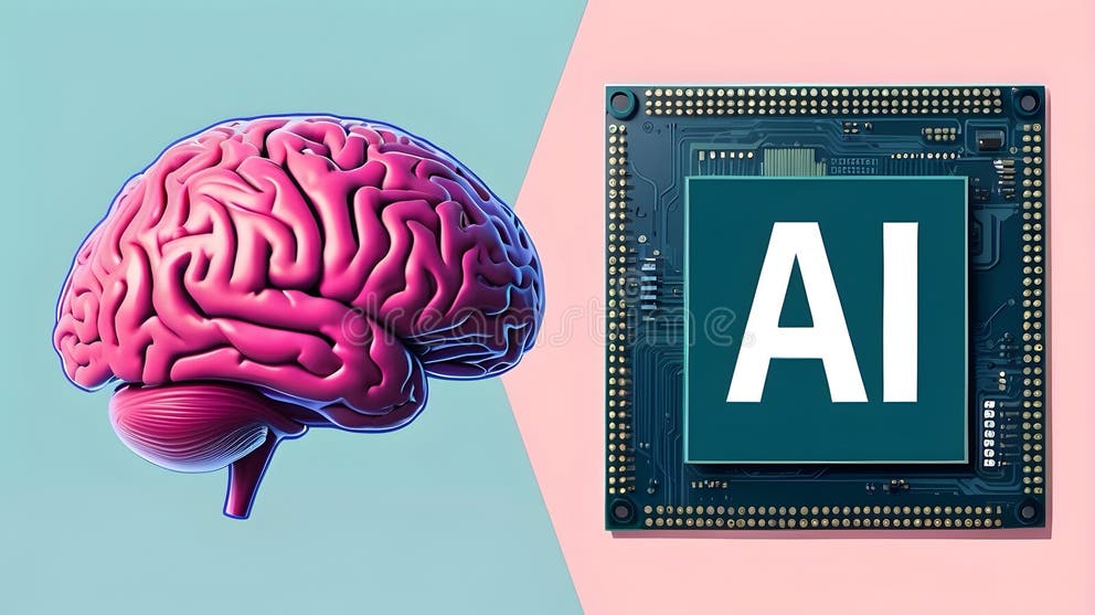 A Concept of AI Chipset and Human Brain Stock Illustration ...