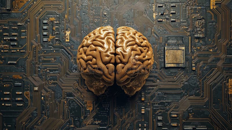 Concept of AI Ethics with Human Brain Overlay on Circuit Board Stock ...