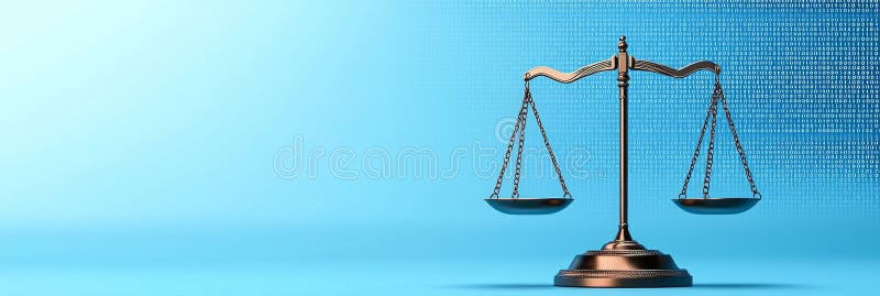 The Concept of AI Ethics, Represented by Balanced Scales, Digital Codes ...