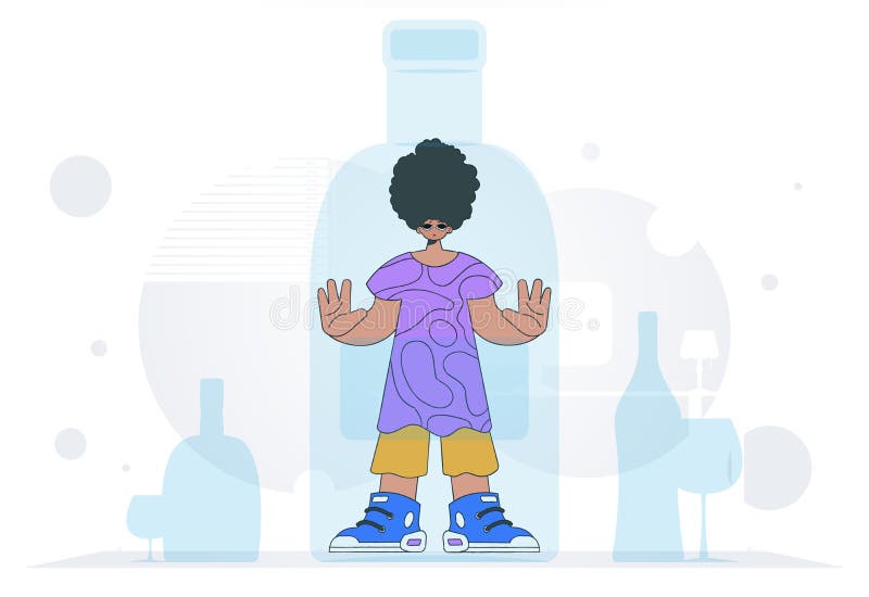 The Concept of Alcohol Addiction. the Man is Inside the Bottle. Stock ...