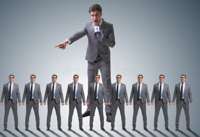 Concept of Angry Boss Yelling with Loudspeaker Stock Image - Image of ...