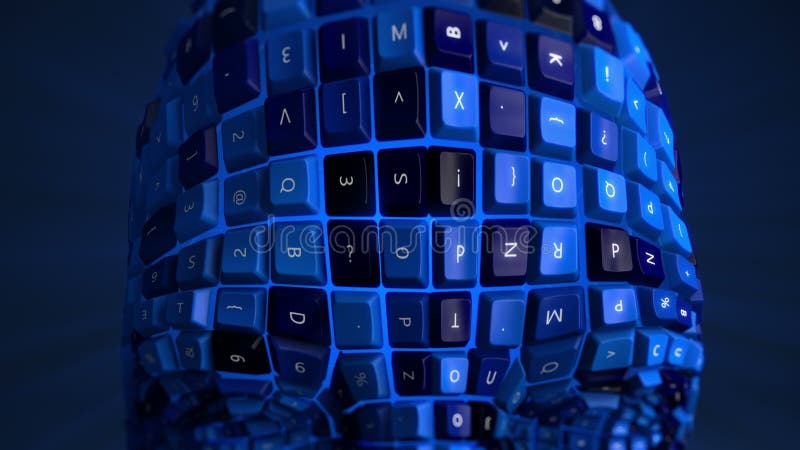 Concept Animation of a Computer Keys Head Stock Video - Video of mind ...