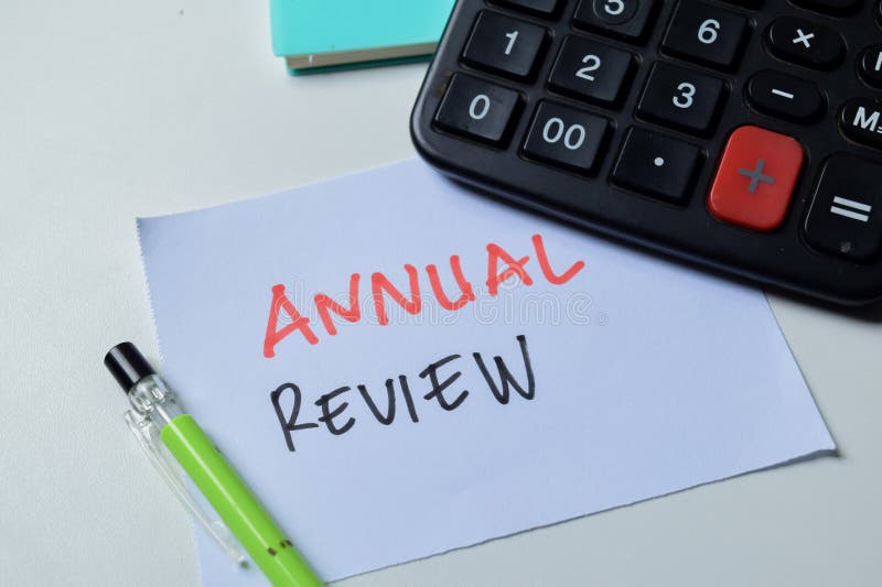 Concept of Annual Review Write on Sticky Notes Isolated on White ...