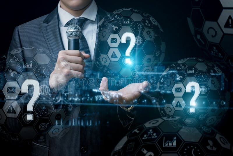 The Concept Answers To the Questions Stock Image - Image of microphone ...