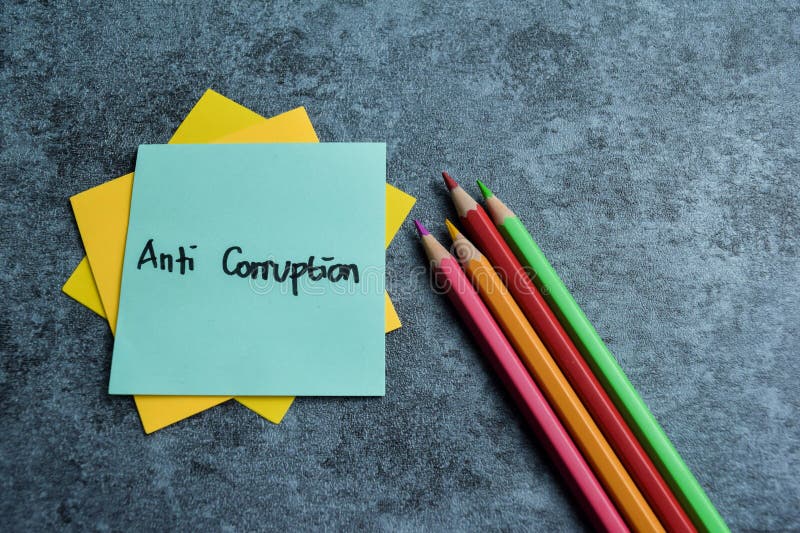 Concept of Anti Corruption Write on Sticky Notes Isolated on Wooden ...