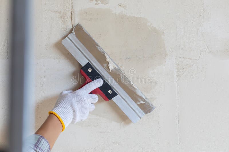 The Concept of Applying Putty and Leveling Walls Stock Photo - Image of ...