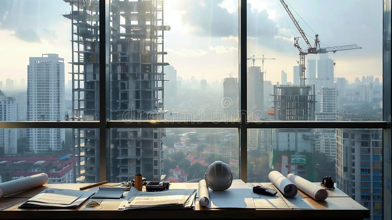 Architectural Project Desk Mining Light Construction Site Office ...