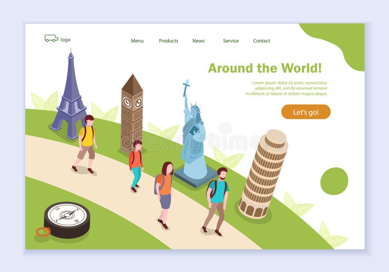 Concept of Around the World, Creative Website Template Stock Vector ...