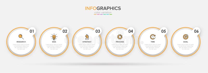 Concept of Arrow Business Model with 6 Successive Steps. Five Colorful ...