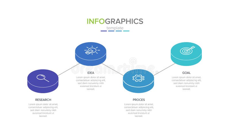 Concept of Arrow Business Model with 4 Successive Steps. Four Colorful ...