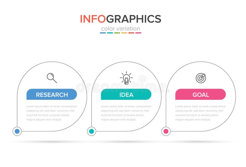 Concept of Arrow Business Model with 3 Successive Steps. Three Colorful Rectangular Elements ...
