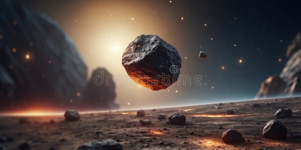 Concept Art of an Asteroid S Close Approach. Stock Photo - Image of ...