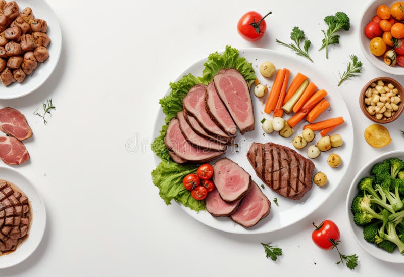 Concept Art with Copy Space Banner, Grilled Meat with Vegetable Stock ...