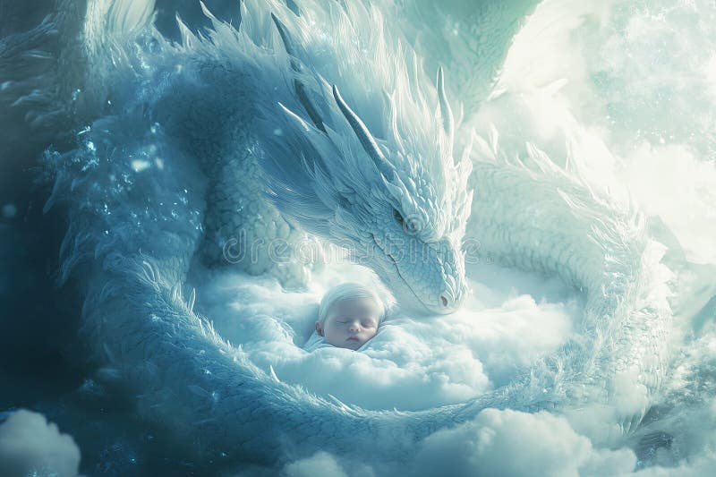 Concept Art of a Delicate White Dragon with Soft Quality Quality. Stock ...