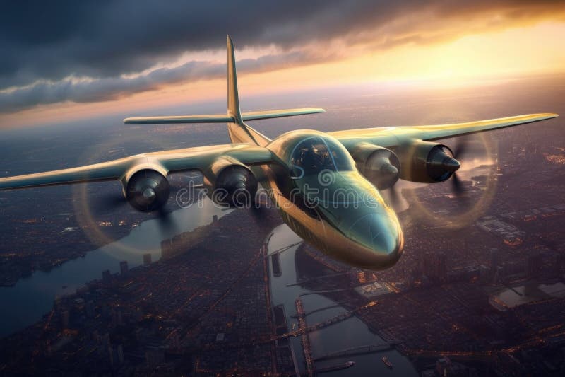 Concept Art of an Electric Airplane Hovering Like a Drone Stock Photo ...