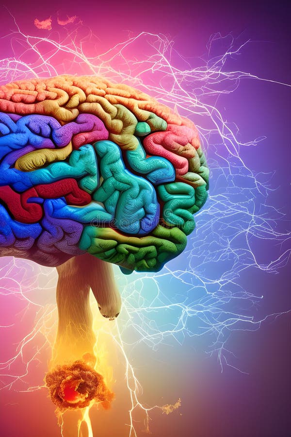 Concept Art of an Exploding White Brain Filled with Knowledge and ...