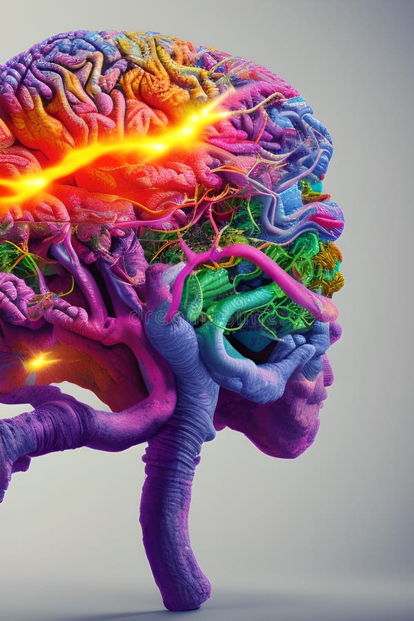 Concept Art of an Exploding White Brain Filled with Knowledge and ...