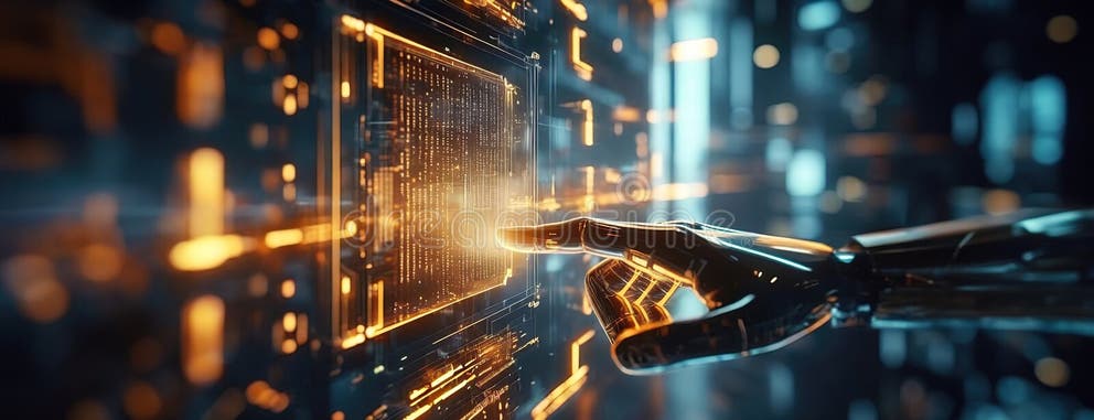 Concept Art of a Futuristic Quantum Computer Interface with Glowing ...