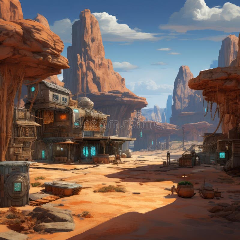 Concept Art of the Game Location Stock Illustration - Illustration of ...