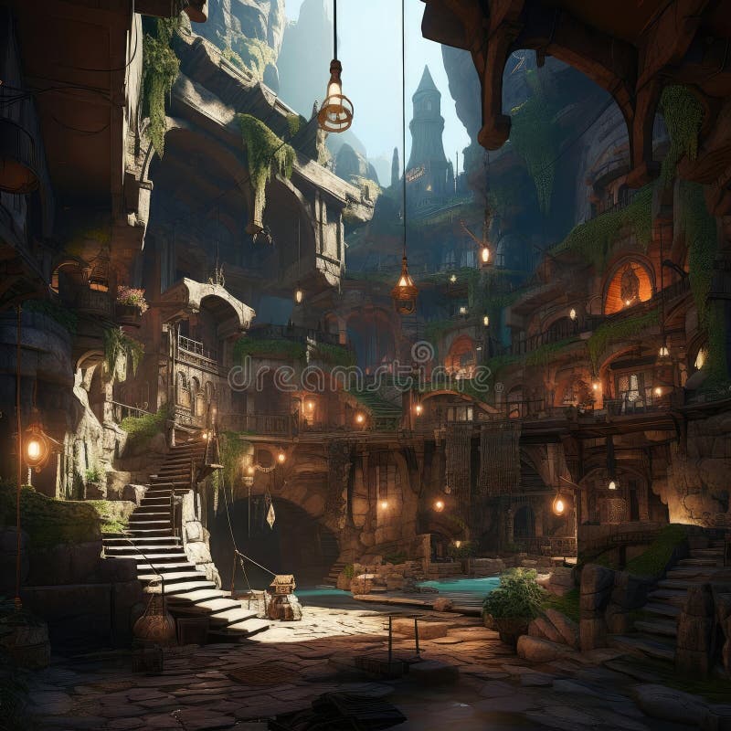 Concept Art of the Game Location Stock Illustration - Illustration of ...