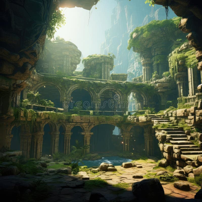 Concept Art of the Game Location Stock Illustration - Illustration of ...