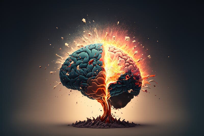 Concept Art Of A Human Brain Exploding With Knowledge And Creativity Generative Ai Stock