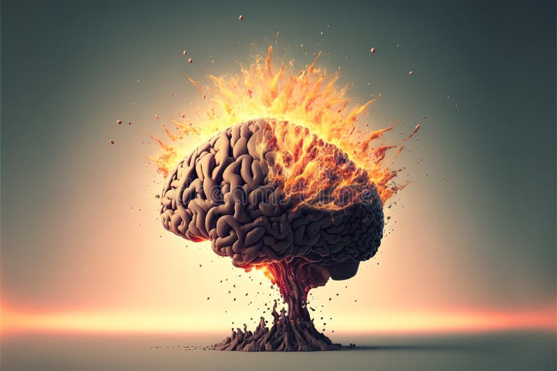 Concept Art Of A Human Brain Exploding With Knowledge And Creativity Generative Ai Stock
