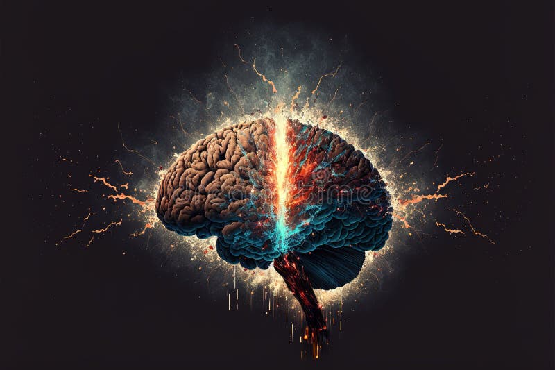 Concept Art Of A Human Brain Exploding With Knowledge And Creativity Generative Ai Stock