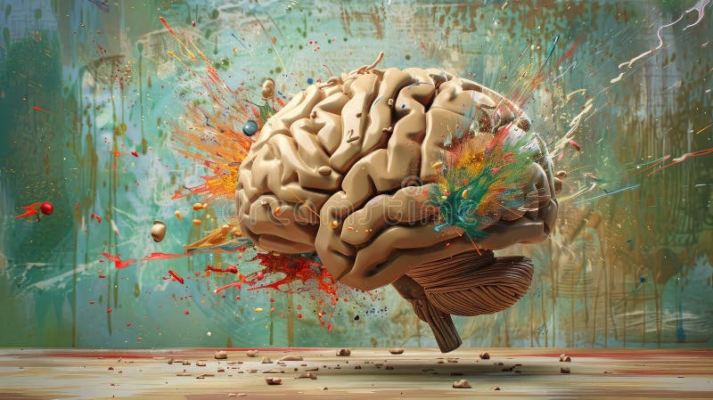 Concept Art of a Human Brain Exploding Stock Illustration ...