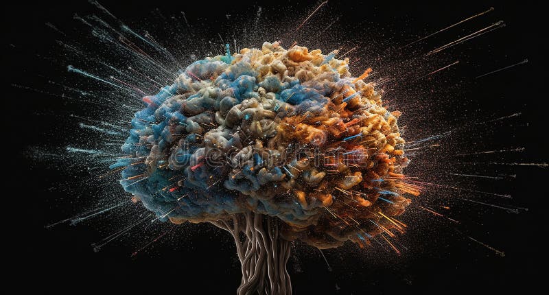 Concept Art of a Human Brain Exploding with Knowledge and Creativity ...