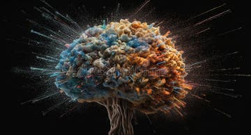 Concept Art of a Human Brain Exploding with Knowledge and Creativity ...