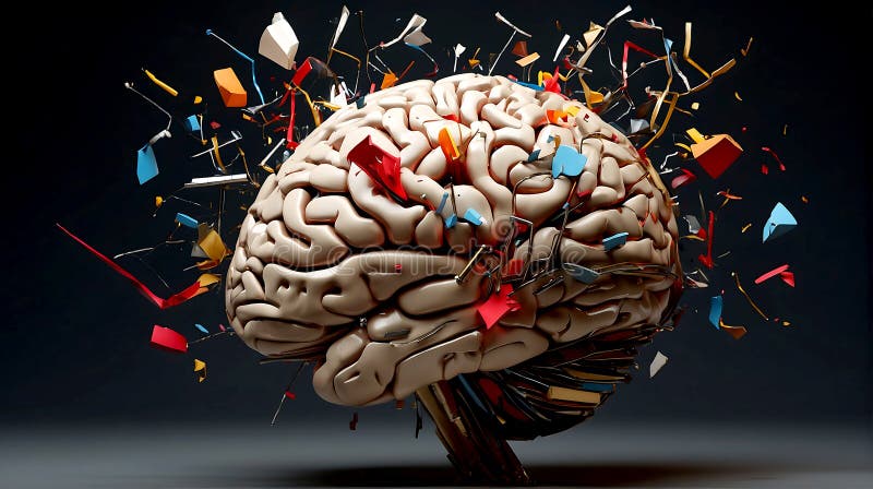 Concept Art of a Human Brain Exploding with Knowledge and Creativity Stock Illustration ...