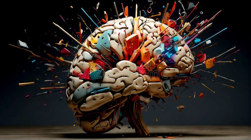 Concept Art of a Human Brain Exploding with Knowledge and Creativity ...