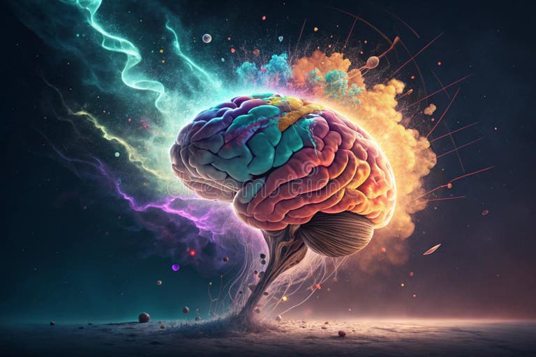Concept Art of a Human Brain Exploding with Knowledge and Creativity ...