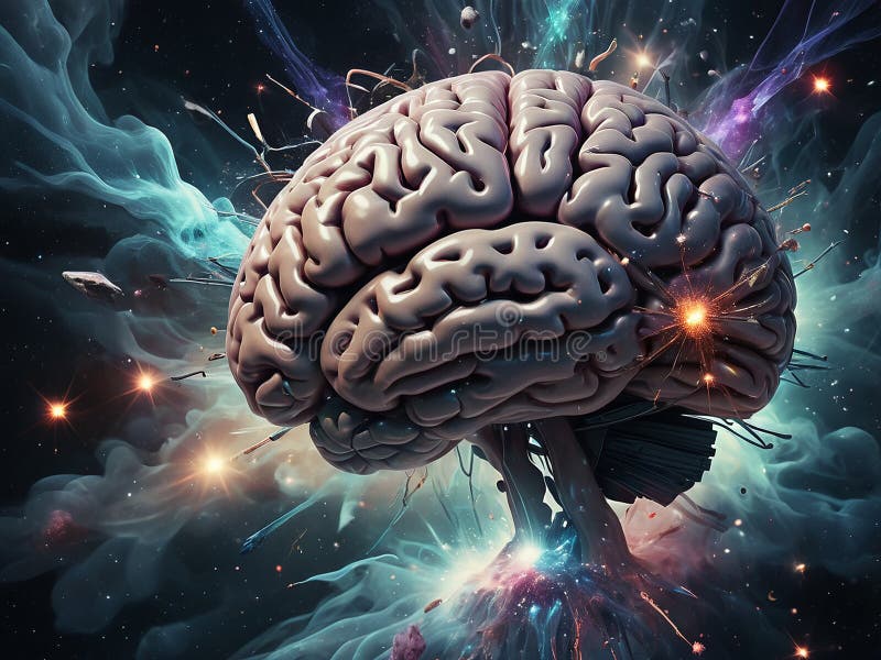 Concept Art of a Human Brain Exploding with Knowledge and Creativity ...