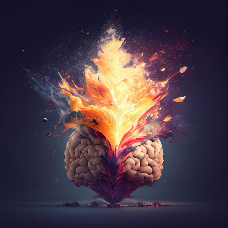 Concept Art Of A Human Brain Exploding With Knowledge And Creativity Generative Ai Stock