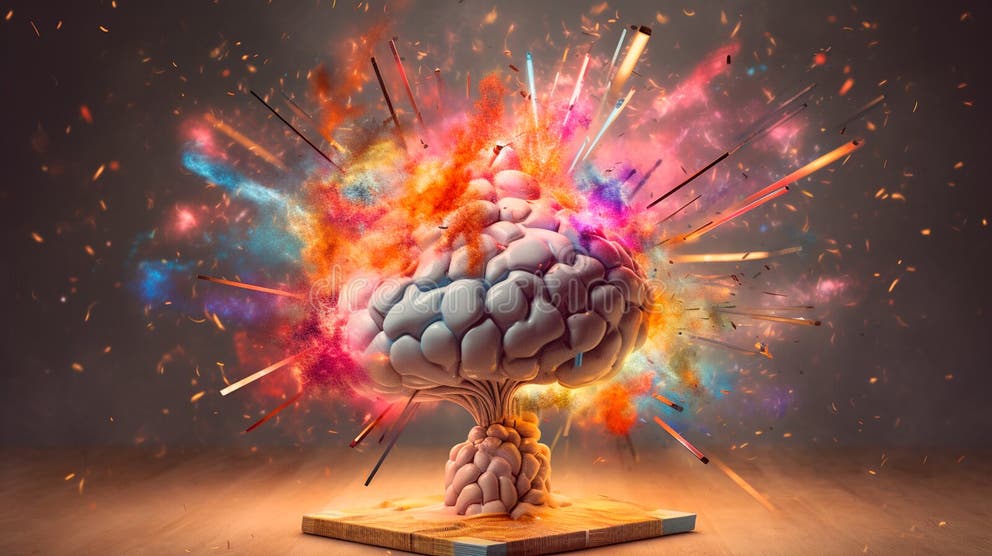 Concept Art of a Human Brain Exploding with Knowledge and Creativity ...