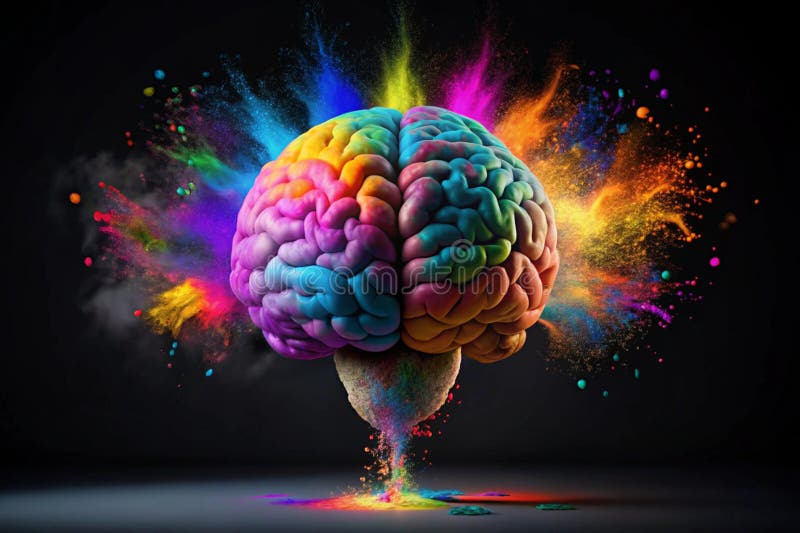 Concept Art of Human Brain Exploding of Knowledge Stock Illustration ...