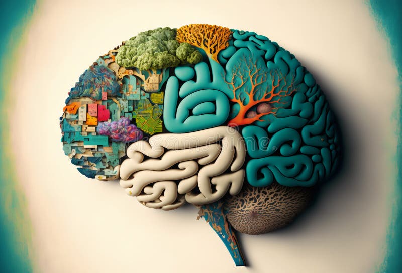 Concept Art of a Human Brain with Knowledge and Creativity. Generative ...