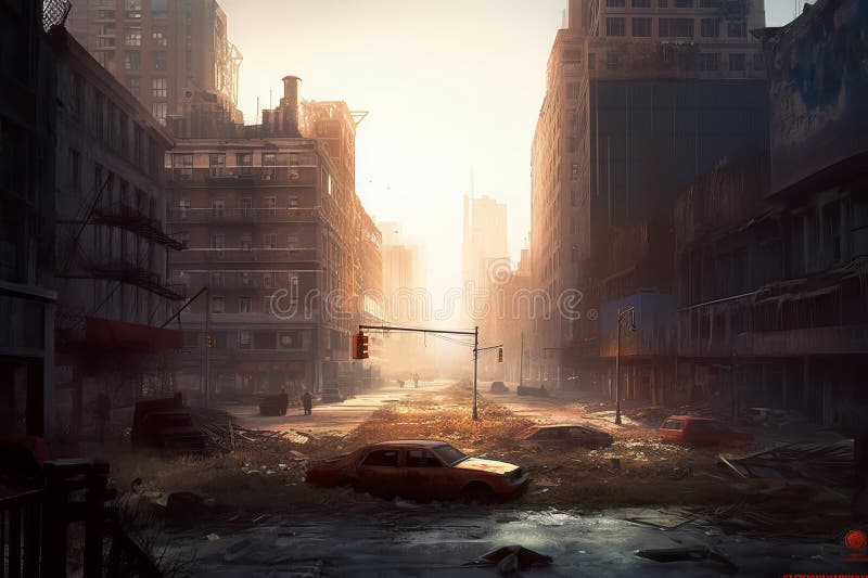 Concept Art Illustration of Post-apocalyptic in a City Generative AI ...
