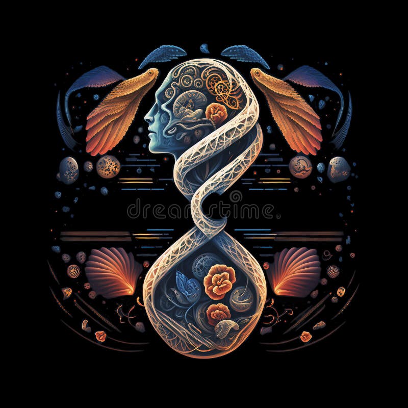 Concept Art Interconnected Human Life Form with DNA Helix Stock ...