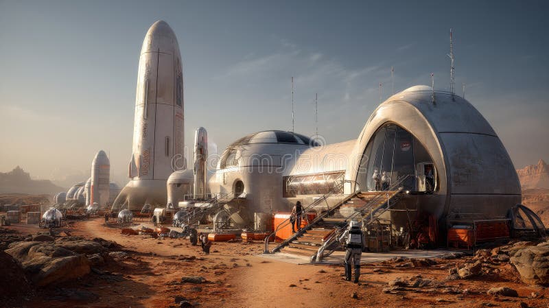 Concept Art of Mars Colony Architecture, High-tech and Empty Stock ...
