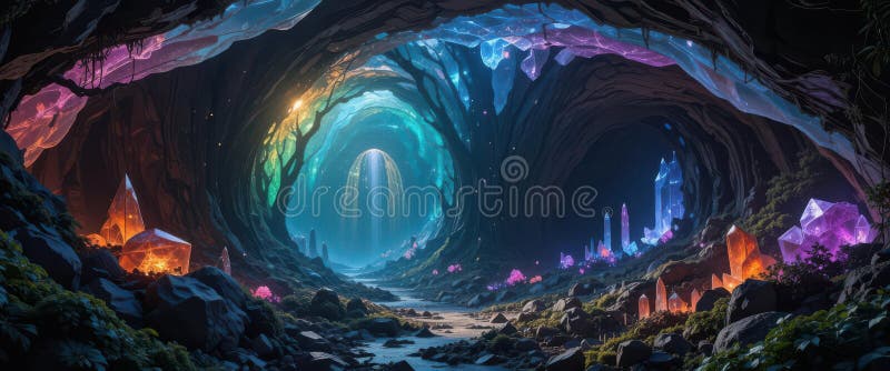 Concept Art of a Rainbow Geode Cave Imaginary Cave Filled with ...