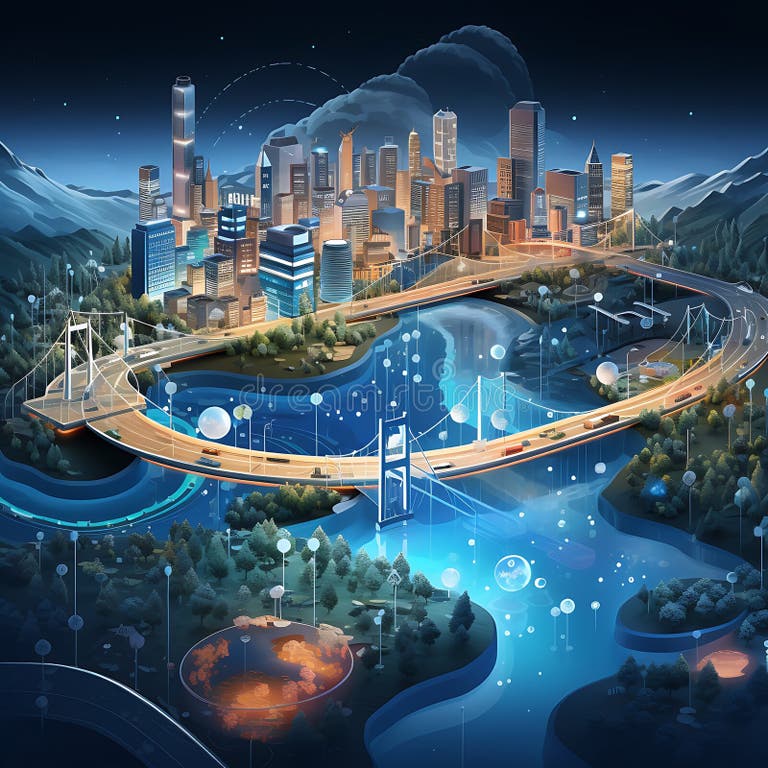 Concept Art of a Waterfront Cityscape, Integrating Advanced ... Concept Art of a Waterfront Cityscape, Integrating Advanced ...